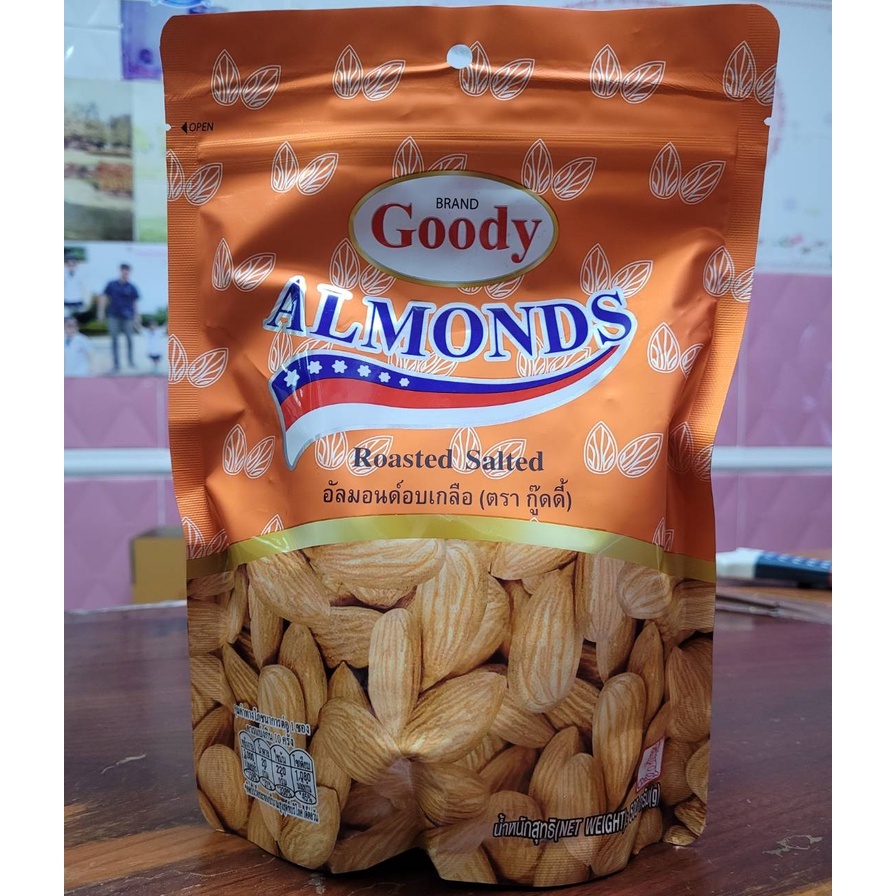 พร้อมส่ง ใหม่มาก⭐[ถุงซิปล็อค] ถั่ว อัลมอนด์ อบเกลือ ตรา Goody Almond ...