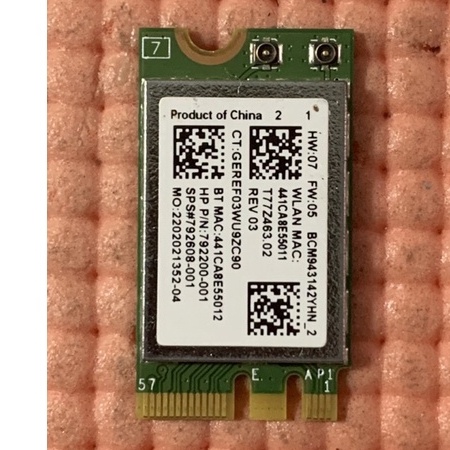 BCM943142Y 802.11b/g/n Bluetooth 4.0 WLAN 150 Mbps NGFF Wifi Card M83Y ...