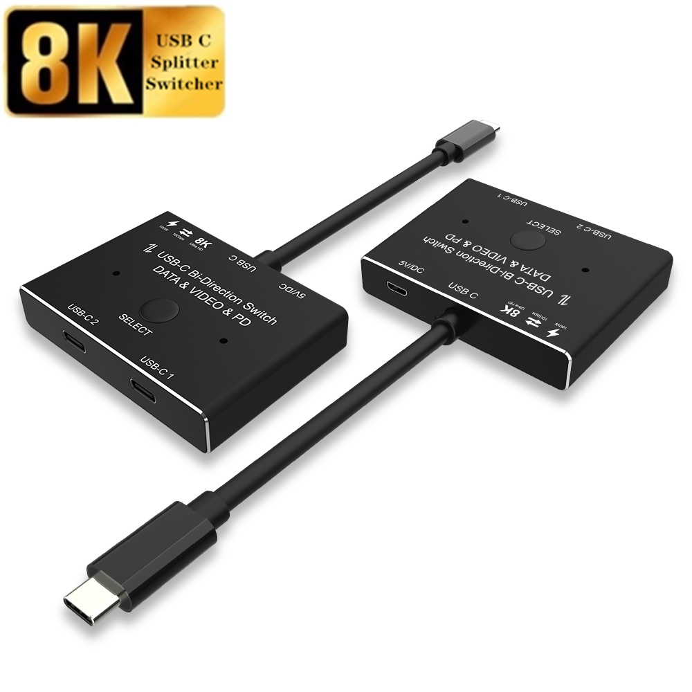 KVM USB C two-way Switch 1x2/2x1 USB 3.1 splitter data video switcher 8K @ 30Hz PD 100W for PC ...