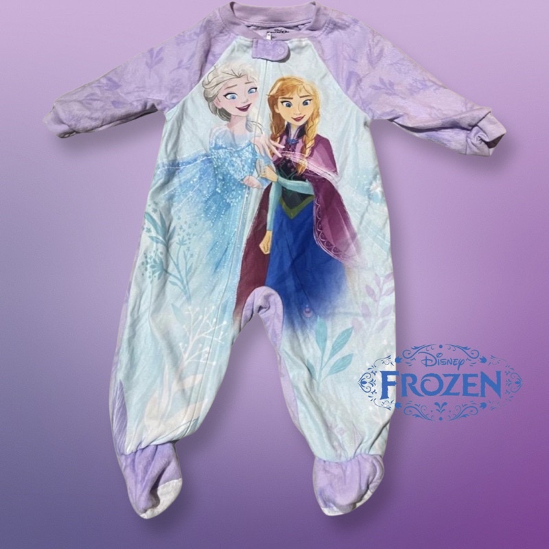 ชุดหมี รอมเปอร์ Disney Frozen Girls Purple Footed Blanket Sleeper ...