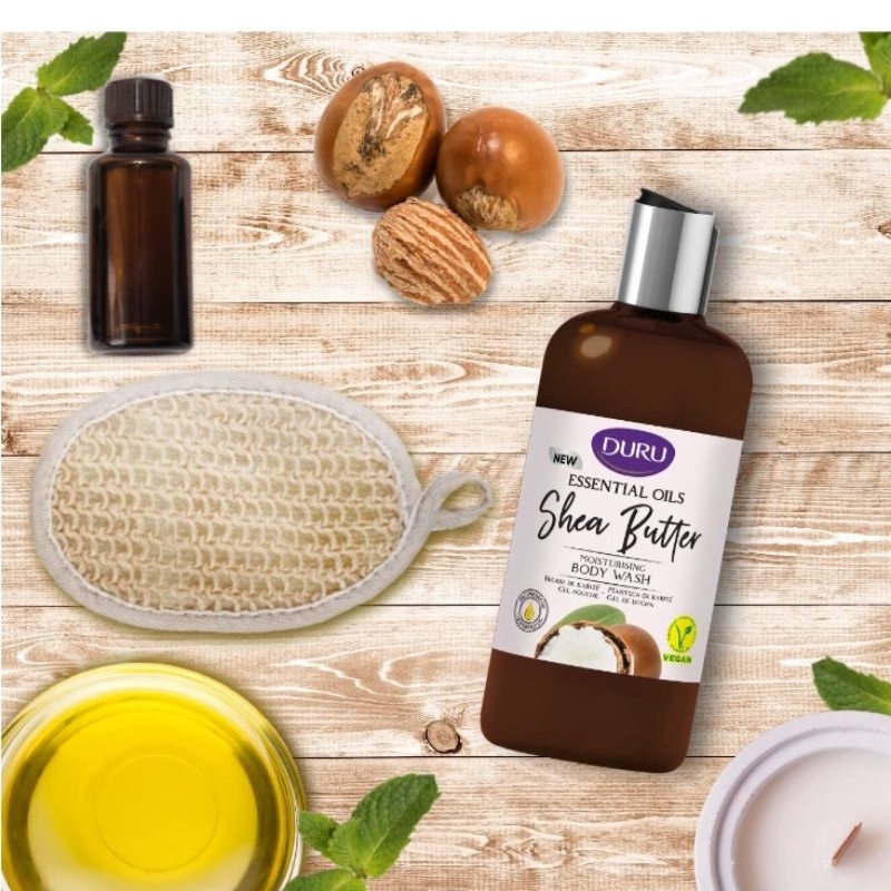DURU Essential Oils Shea Butter Moisturising Body Wash 500 ml.ครีมอาบน้ำ ดูรู เชียบัตเตอร์ ผิว ...