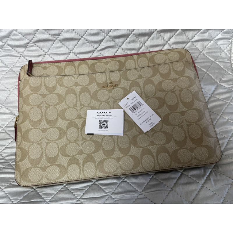 #New Coach C5979 Laptop Sleeve In Colorblock Signature Canvas กระเป๋าใส่ Notebook | Shopee Thailand