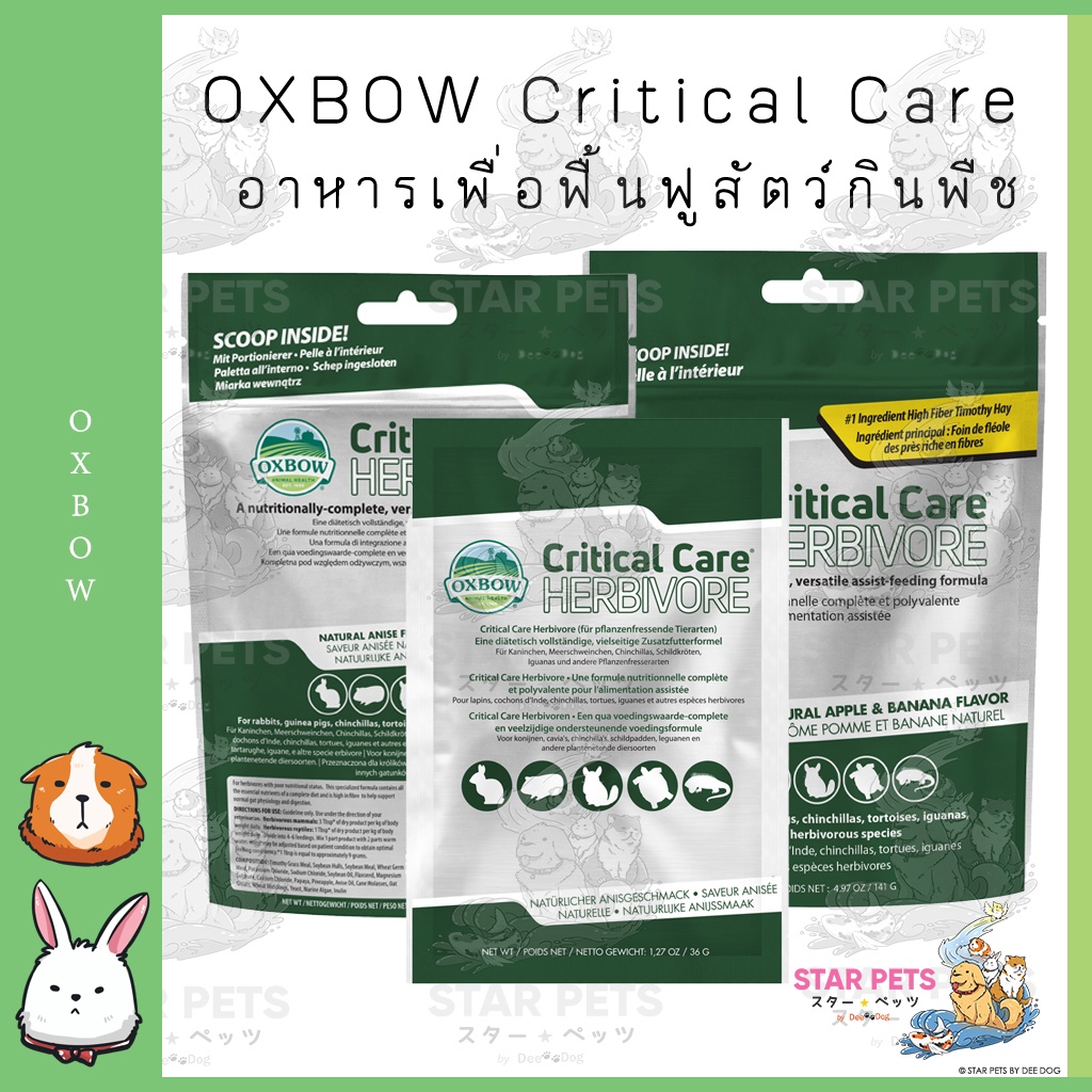 OXBOW Critical Care ฟื้นฟูสุขภาพสำหรับสัตว์กินพืช เล็ก36g/ใหญ่141g ...