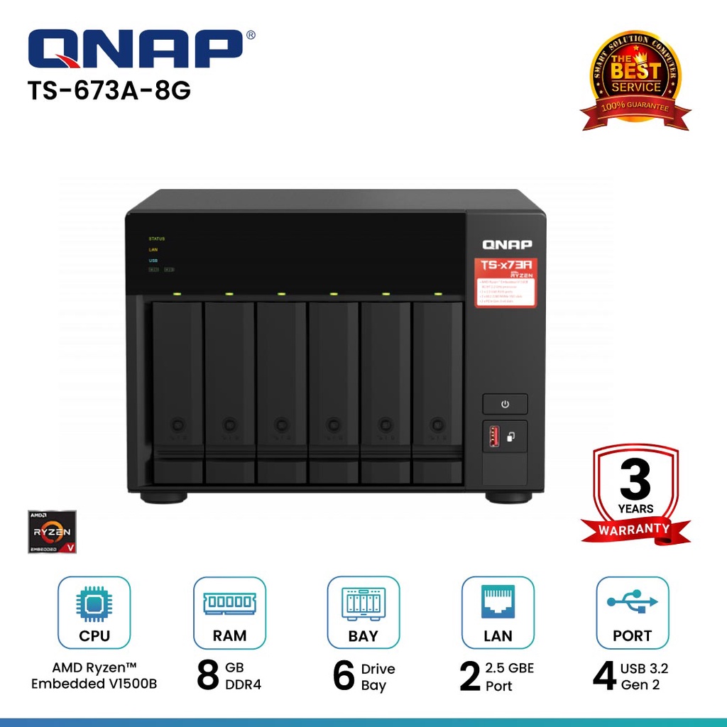 Qnap TS-673A-8G 6-Bay Nas อุปกรณ์จัดเก็บข้อมูลบนเครือข่าย | Shopee Thailand