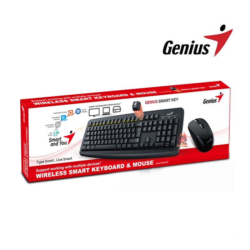 Keyboard & Mouse Smart Wireless KM-8100 Genius USB Combo Kit รับประกัน ...
