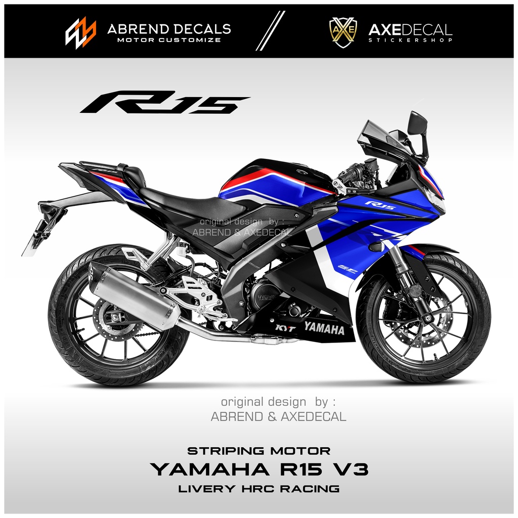 Striping YAMAHA R15 V3 HRC TRI COLOR RACING / สติ๊กเกอร์มอเตอร์ไซค์ R15 ...