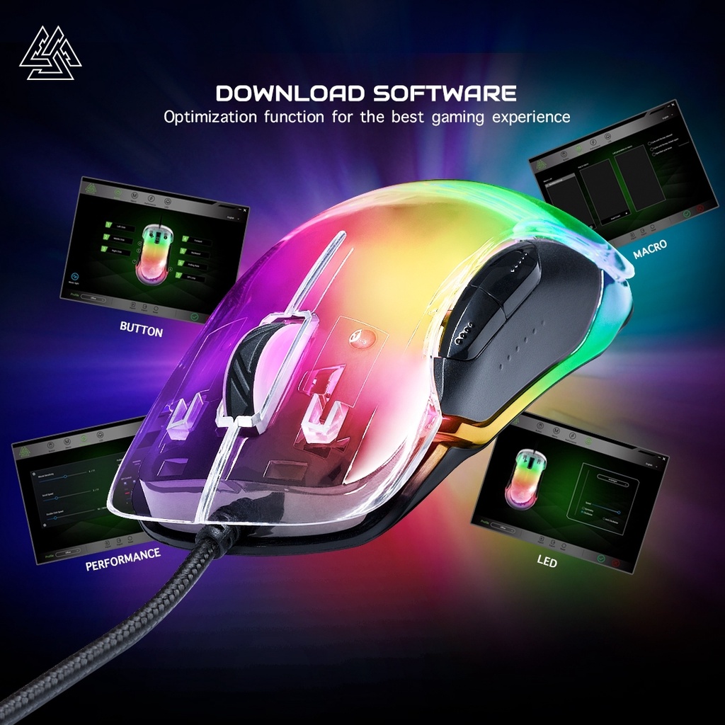 EGA Type M11 RGB Gaming Mouse บอดี้ใสไฟสว่างมาก เมาส์มาโคร เมาส์คอม ...