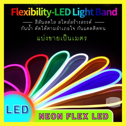 ไฟเส้น LED Neon Flexible Light ดัดงอได้ สามารถเสียบกับไฟบ้านได้เลย 220V กันน้ำทนทาน ไฟตกแต่งให้ ...