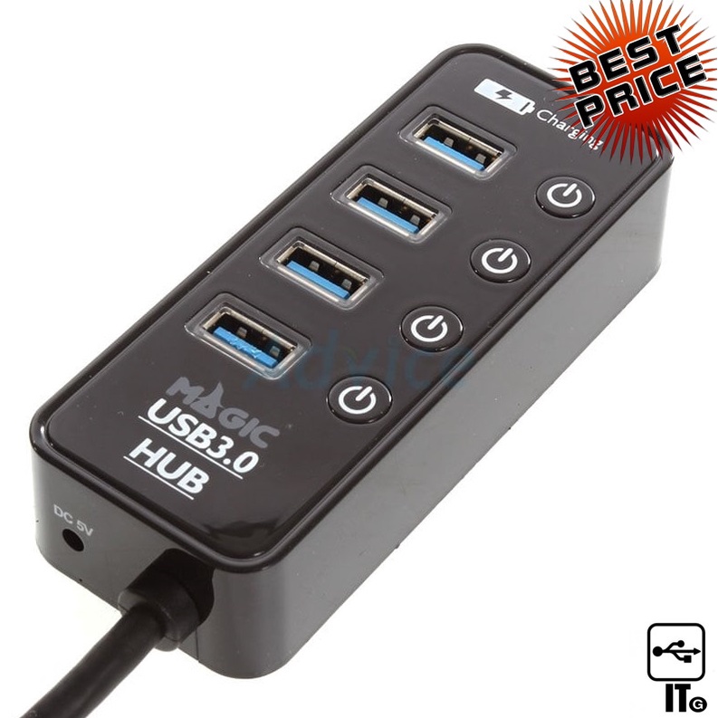 4 Port USB HUB v3.0 + USB Charger 1P MAGIC TECH MT-26 (Black) ประกัน 1Y ตัวเชื่อมต่อ | Shopee ...