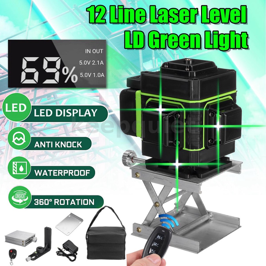 Fasget 12 Lines 3D เลเซอร์วัดระดับตัวเอง 360 ระดับแนวนอนและระดับเลเซอร์ที่มีประสิทธิภาพ | Shopee ...