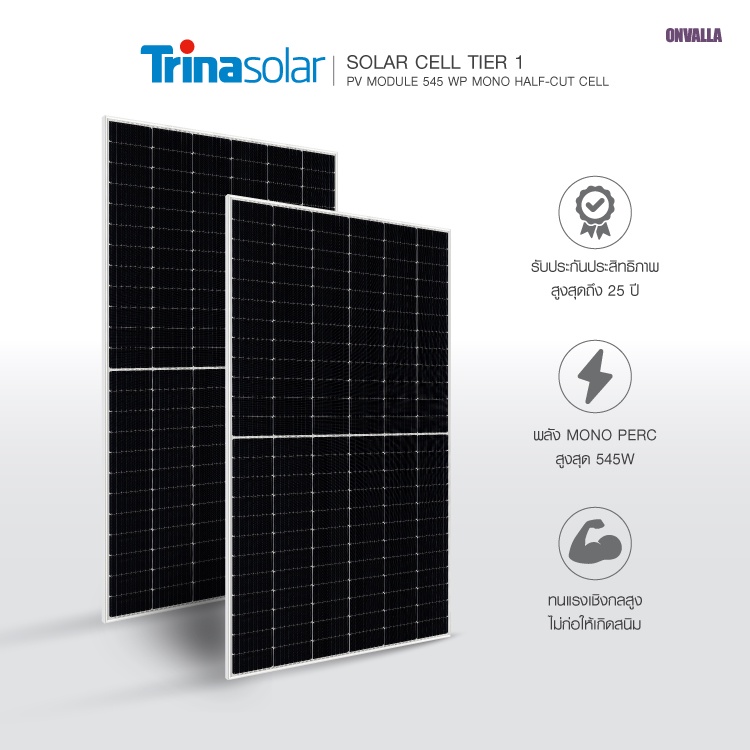 แผง Solar Cell แบรนด์ Trina Solar PV Module 545 Wp Mono Half-cut Cell ...