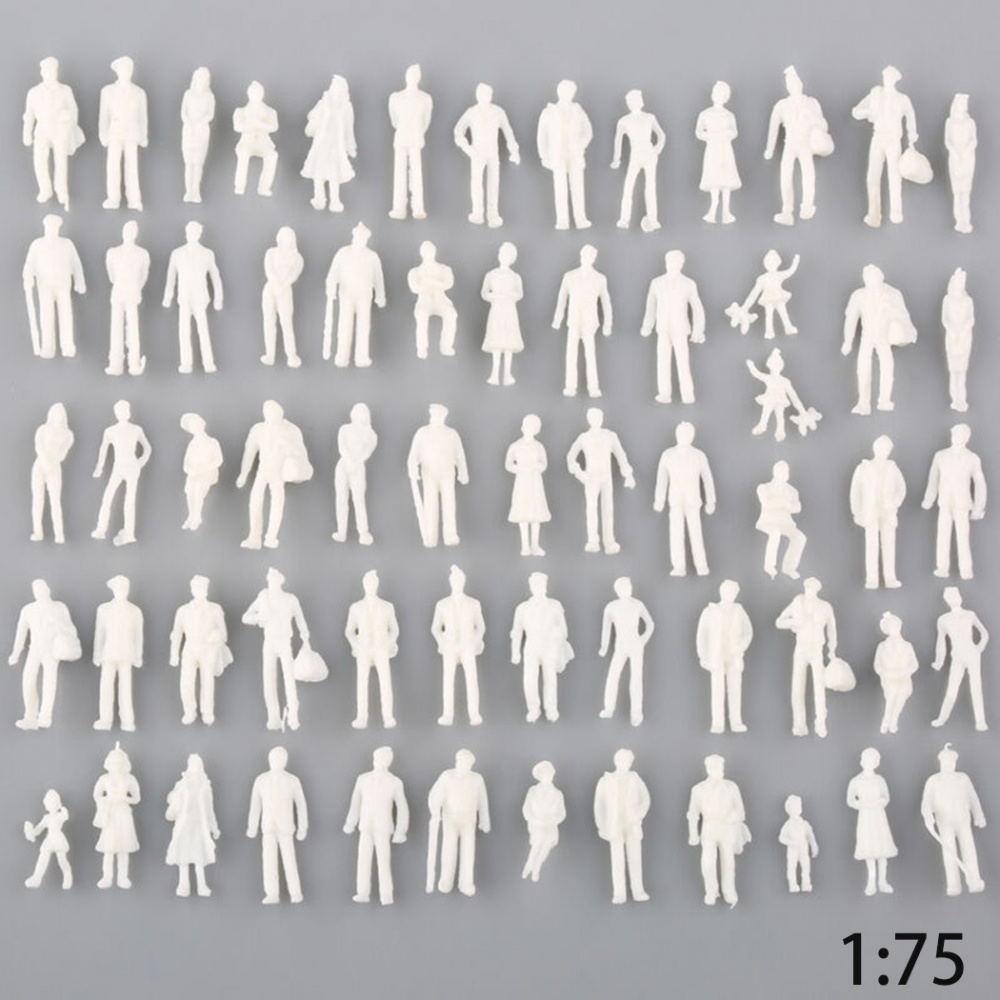 50/100x Scale 1:75 Unpainted People Figures Model Train-Miniature ...