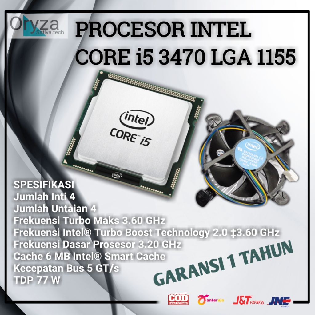 PROCESOR INTEL CORE i5 3470 LGA/SOCKET 1155 TRAY + ฟรีพัดลมรับประกัน 1 ...