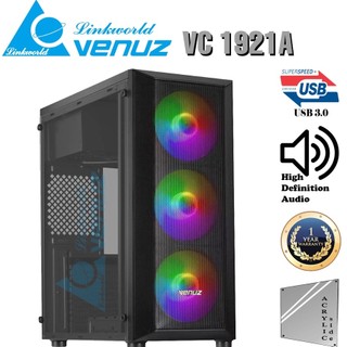 CASE (เคสเกมมิ่ง) VENUZ ATX Computer Case (VC1921A) with Rainbow RGB ...
