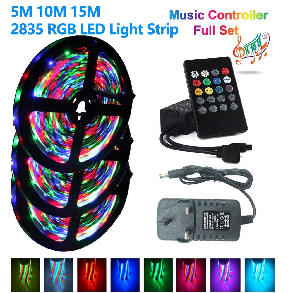 ไฟ LED Strip 5M 10M 15M 3528/2835 RGB lampu led stripe Tape ชุดไฟ ...