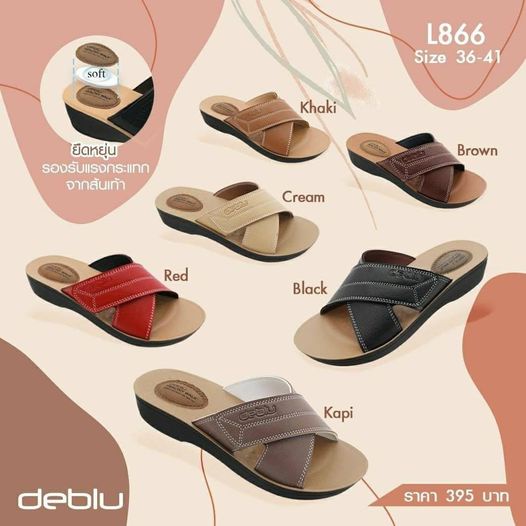 NFshoes ถูกสุด! รองเท้าแตะ หญิง แบบสวม Deblu เดอบลู รุ่น L866 นุ่มนิ่ม เพื่อสุขภาพ น้ำหนักเบา ...