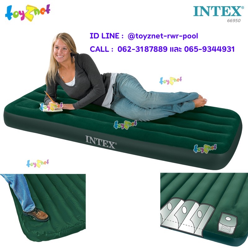 Intex ที่นอนเป่าลม แค้มป์ แคมป์ปิ้ง ปิคนิค 2.5 ฟุต มีที่สูบลมด้วยเท้าใน ...