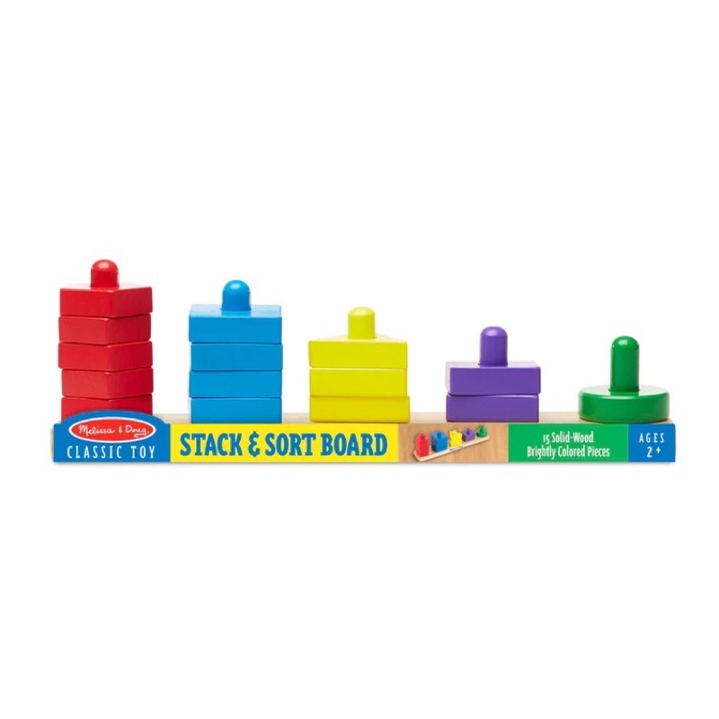 Melissa & Doug Stack and sort board ชุดเรียนรู้ตัวเลข การเรียงลำดับ แยก ...