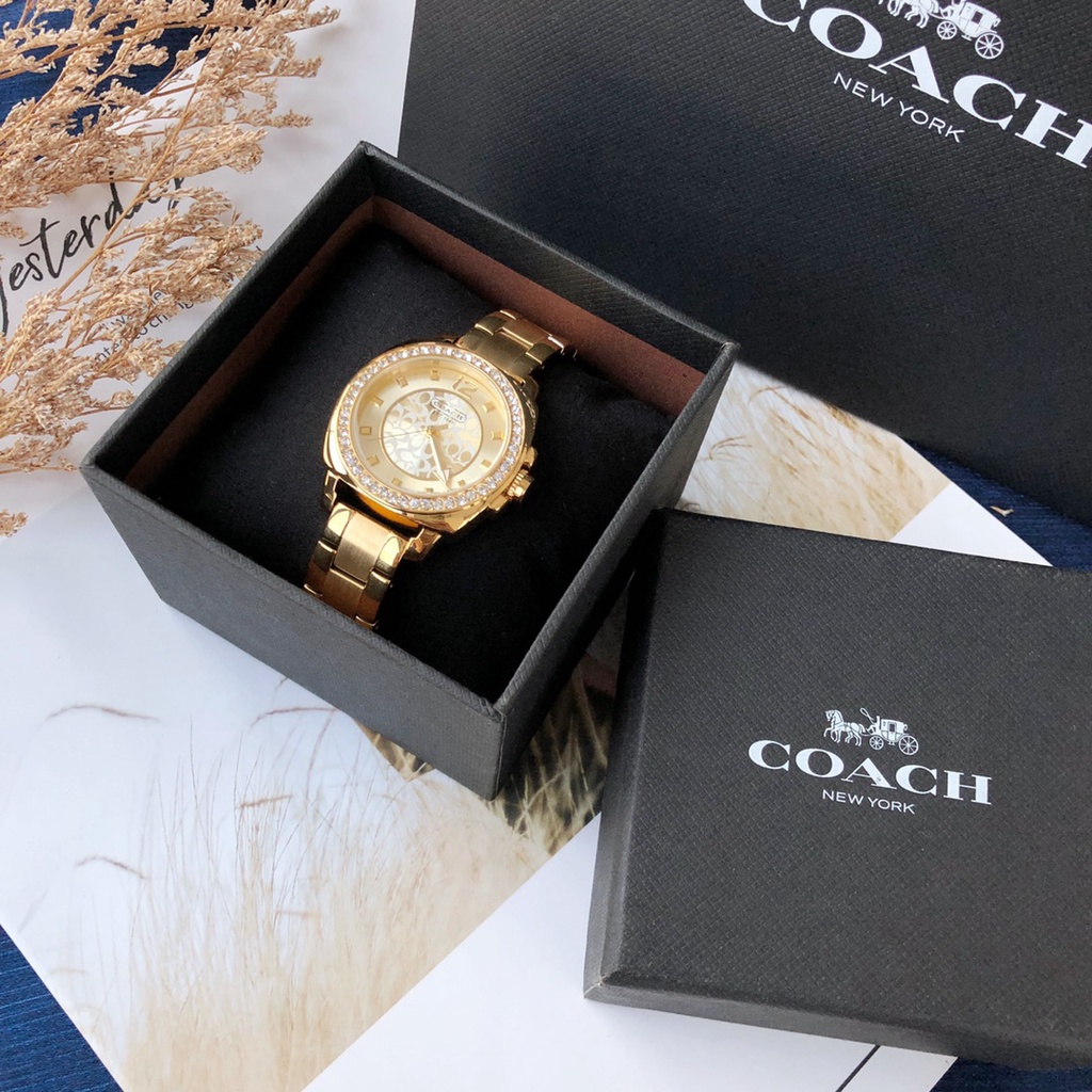 Coach Women's Mini Boyfriend Gold Crystal Glitz Watch 14501700 14501701 ...