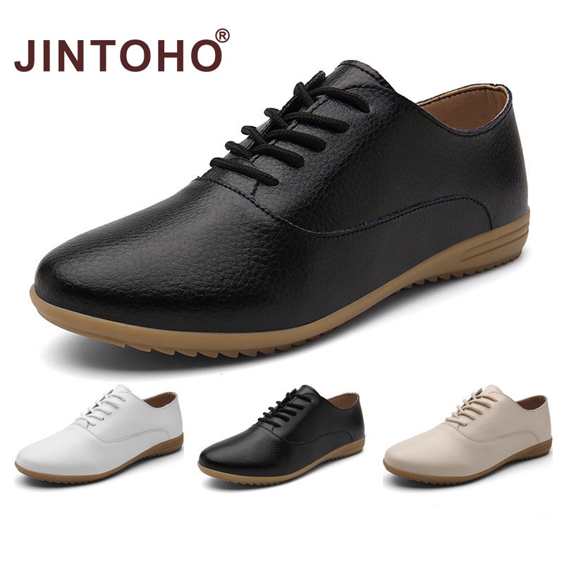 【JINTOHO】พร้อมส่ง รองเท้าหนังลําลอง ส้นแบน หัวแหลม สีดํา สไตล์วินเทจ ...