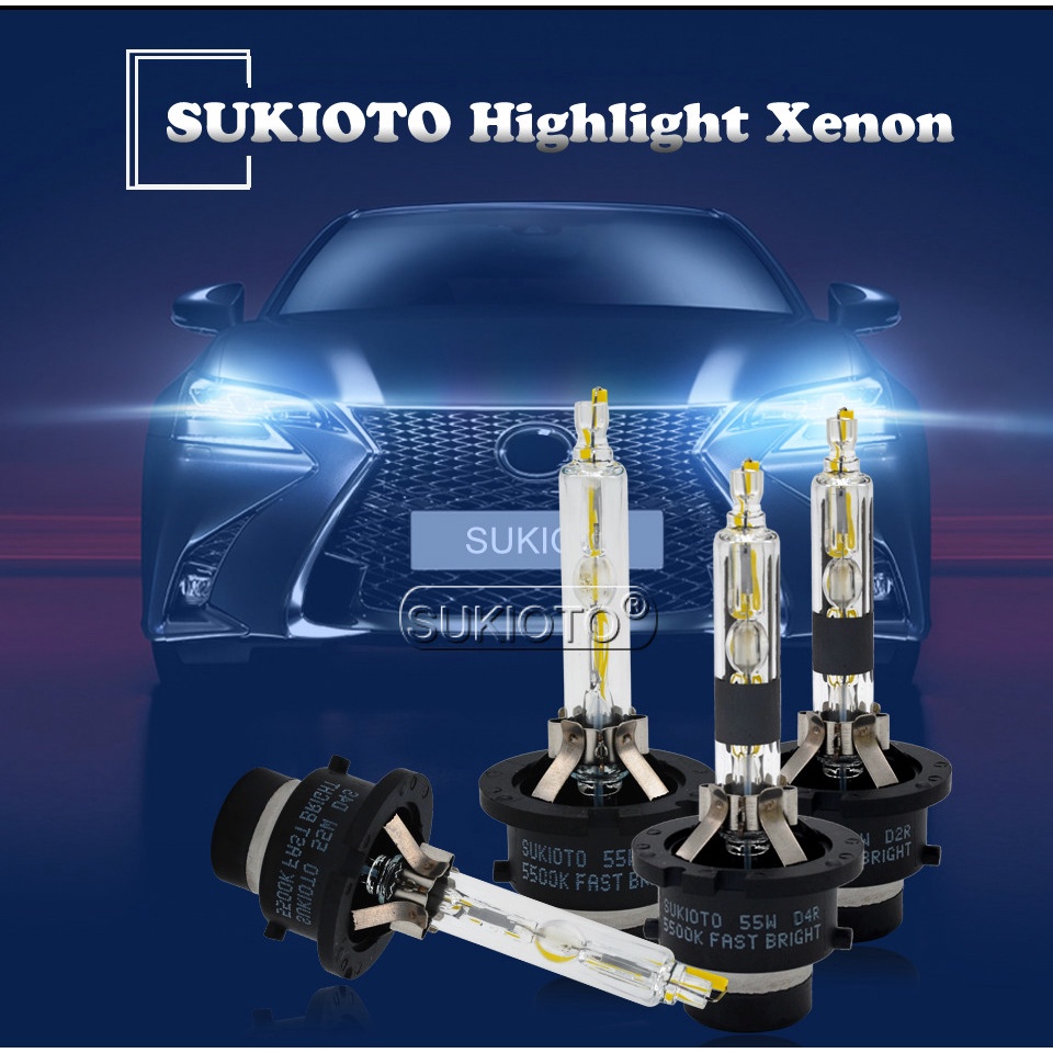 SUKIOTO 2PCS Xenon 55W D2S D4S Xenon HID หลอดไฟ Fast Bright 5500K D2R ...
