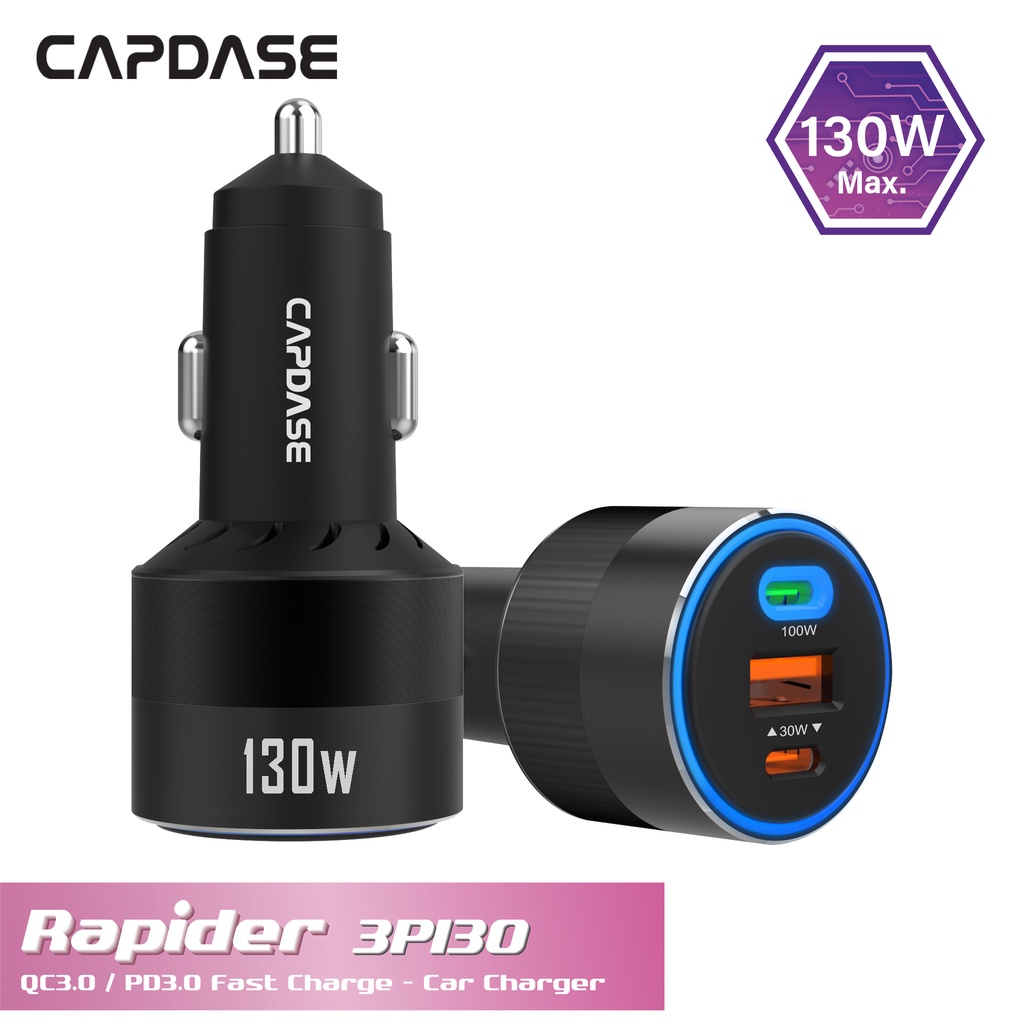 อุปกรณ์ชาร์จในรถยนต์ Capdase Rapider 3P130 Qc 3.0 Pd 3.0-130W | Shopee ...