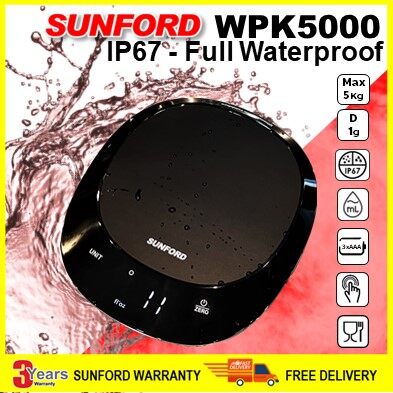 SUNFORD WPK5000 เครื่องชั่งดิจิตอล กันน้ำ 100% IP67 ขนาด 5 กิโลกรัม ละเอียด 1 กรัม จอ LCD งาน ...
