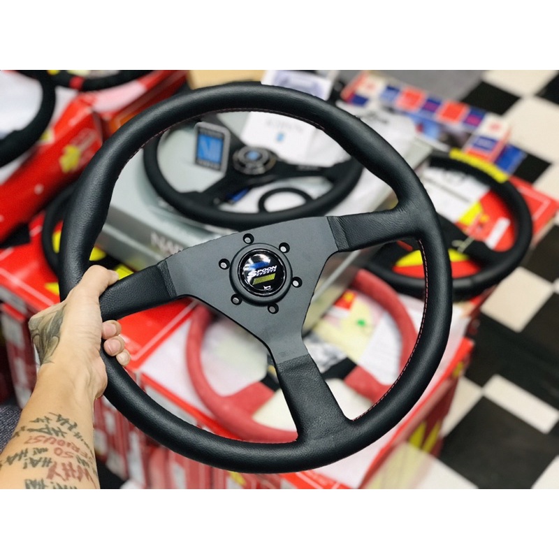 พวงมาลัย momo spoon gen เก่า ปีลึก 1986 ขนาด 360mm. แท้ มือสอง พร้อมแตร ...