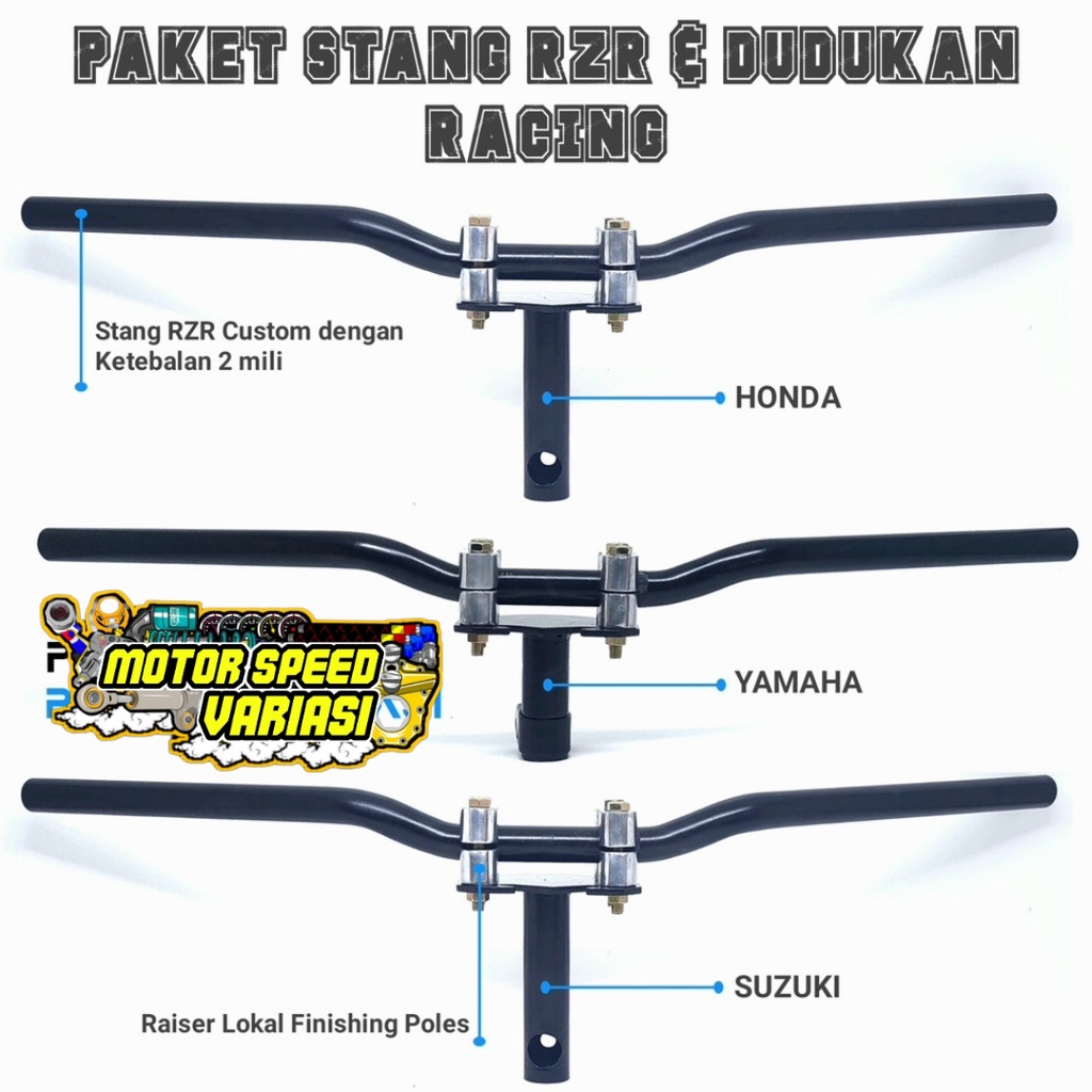 Rzr STIR HANDLEBAR PLUS RACING ROAD RACE HANDLEBAR HOLDER UNIVERSAL ...