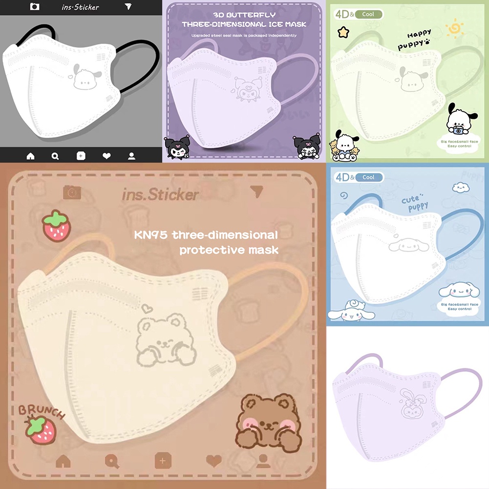 4d Stereoscopic Mask การ์ตูนผู้ใหญ่หน้ากาก Kf94 Anti-Smog และ Dust Proof 10Pcs Disposable แต่ละ ...