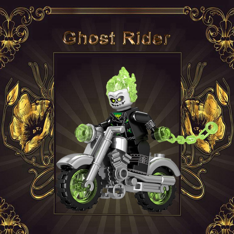 ของเล่นบล็อกตัวต่อ รูปภาพยนตร์ Ghost Rider Robbie Reyes Venom Black ...
