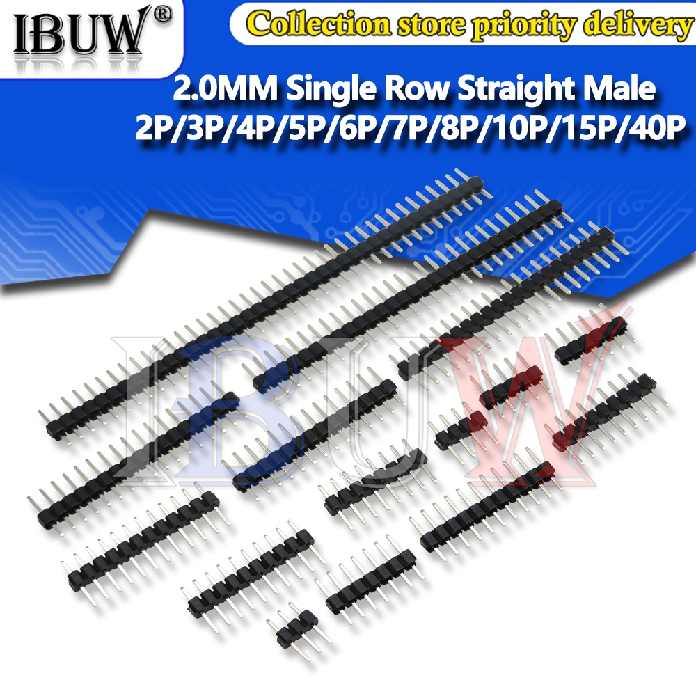 10PCS 2.0MM Single Row Straight Male PIN HEADER 2MM 1X2/3/4/5/6/7/40 ...