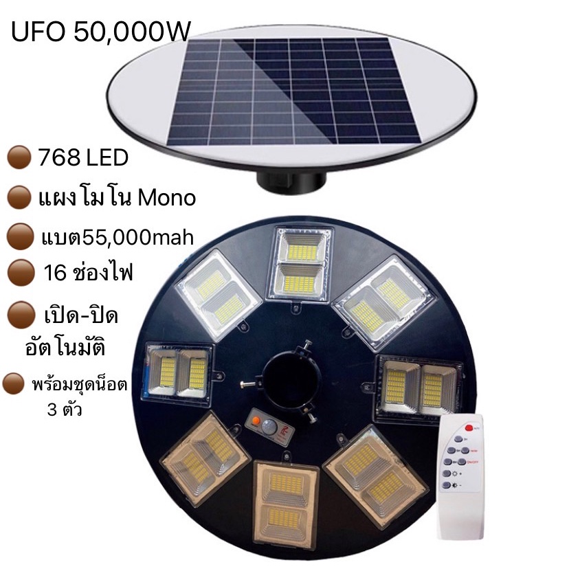 UFO-200000W-W แสงขาว ใหญ่สุด 55cmSolar Cell โคมไฟถนนโซล่าเซลล์ UFO Square Light ไฟถนนโซล่าเซลล์ ...