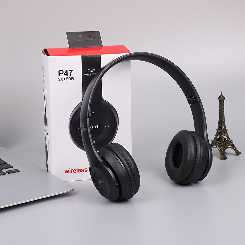 หูฟังบลูทูธ P47/P47M หูฟังบลูทูธแบบครอบ ไร้สาย | Shopee Thailand