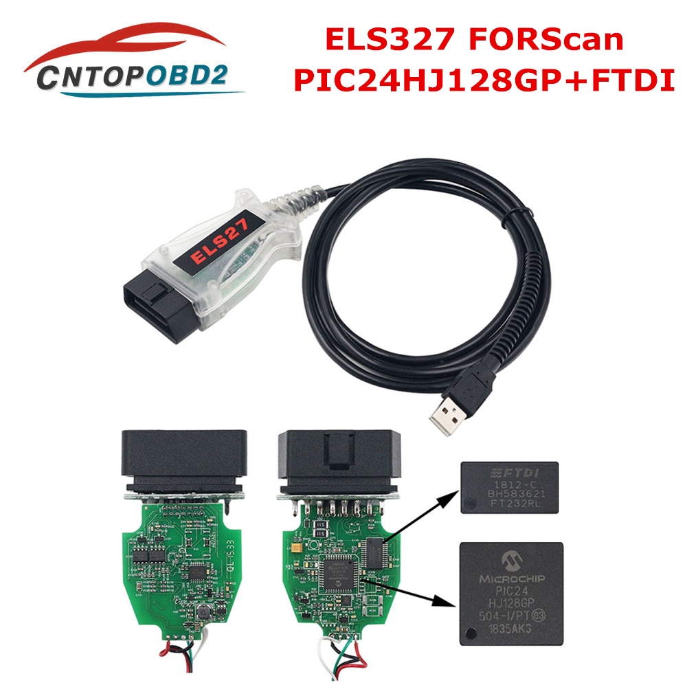 V2.3.8 ELS27 FORScan Scanner OBD2 Diagnostic Cable Green PCB ...