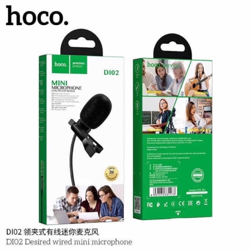 Hoco DI02 wire mini microphone ไมค์จิ๋ว ไมค์ไลฟ์สด | Shopee Thailand