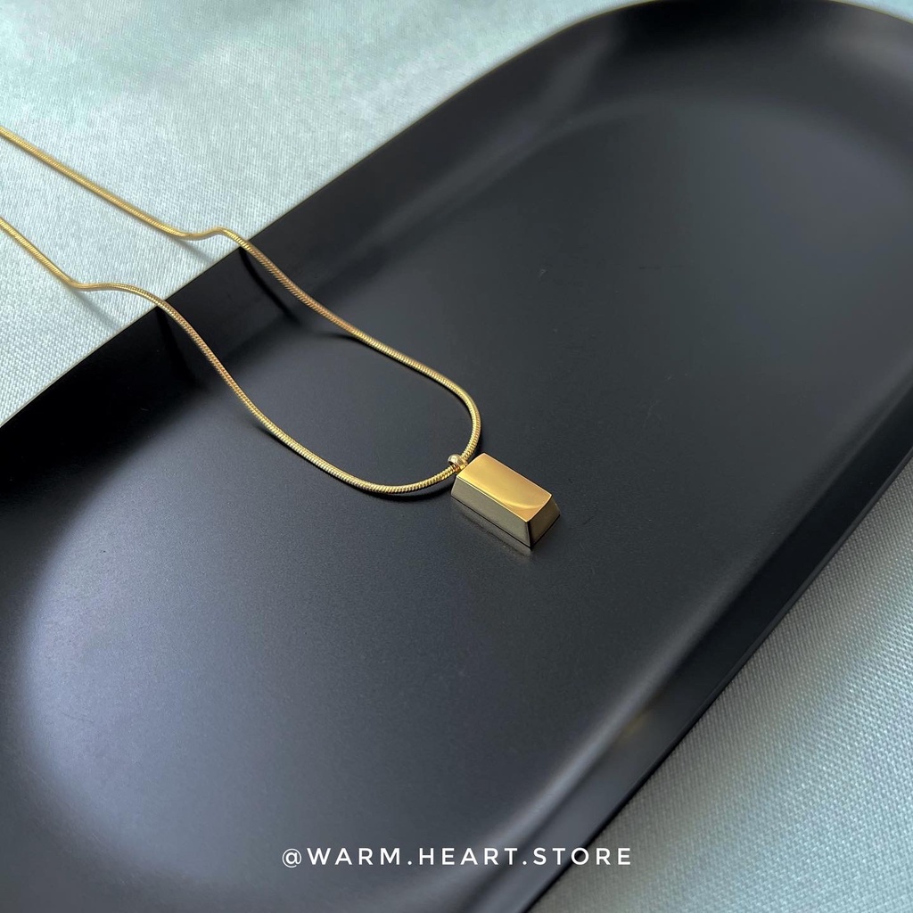 Goldie Bar Necklace สร้อยคอจี้ทองแท่ง สายฝอ สายเกา มินิมอล ชุบทอง 18K ...