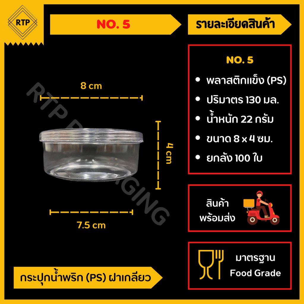 (ขายยกลัง 100 ใบ) กระปุกน้ำพริกฝาเกลียว พลาสติกใส PS แบบแข็ง ปิดแน่นไม่รั่วซึม ฝาเกียวใช้งานง่าย ...