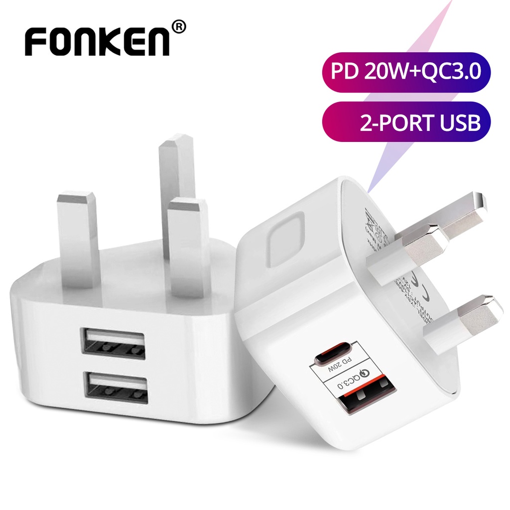 Fonken PD 20W Type C อะแดปเตอร์ชาร์จเร็ว QC3.0 USB C ปลั๊ก UK สําหรับ ...