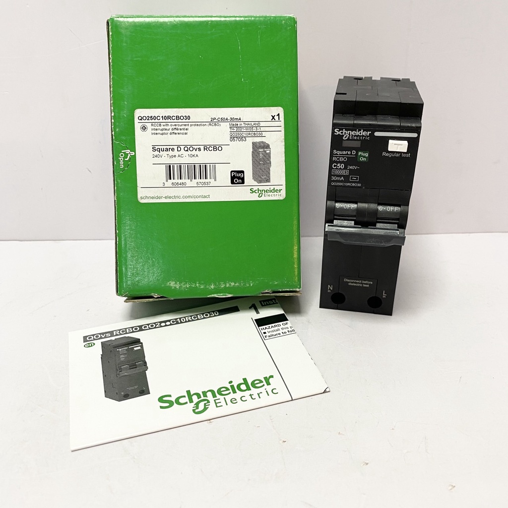 Schneider ชไนเดอร์ Electric Square D QOvs RCBO 2P 50A เมน กันดูด ของแท้ ...