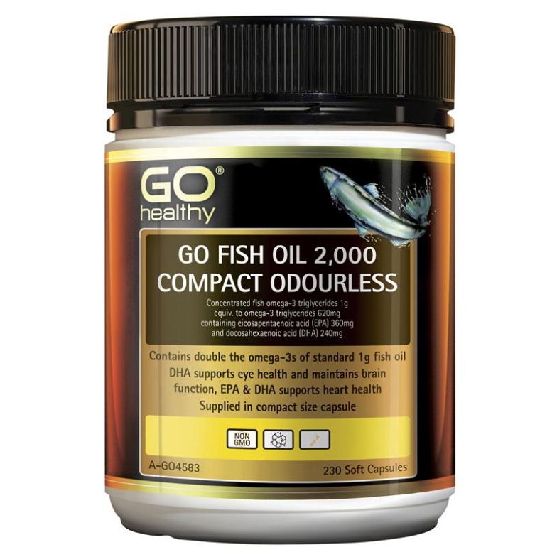 GO Healthy Fish Oil 2000 Compact Odourless 230 Softgel Capsules ...