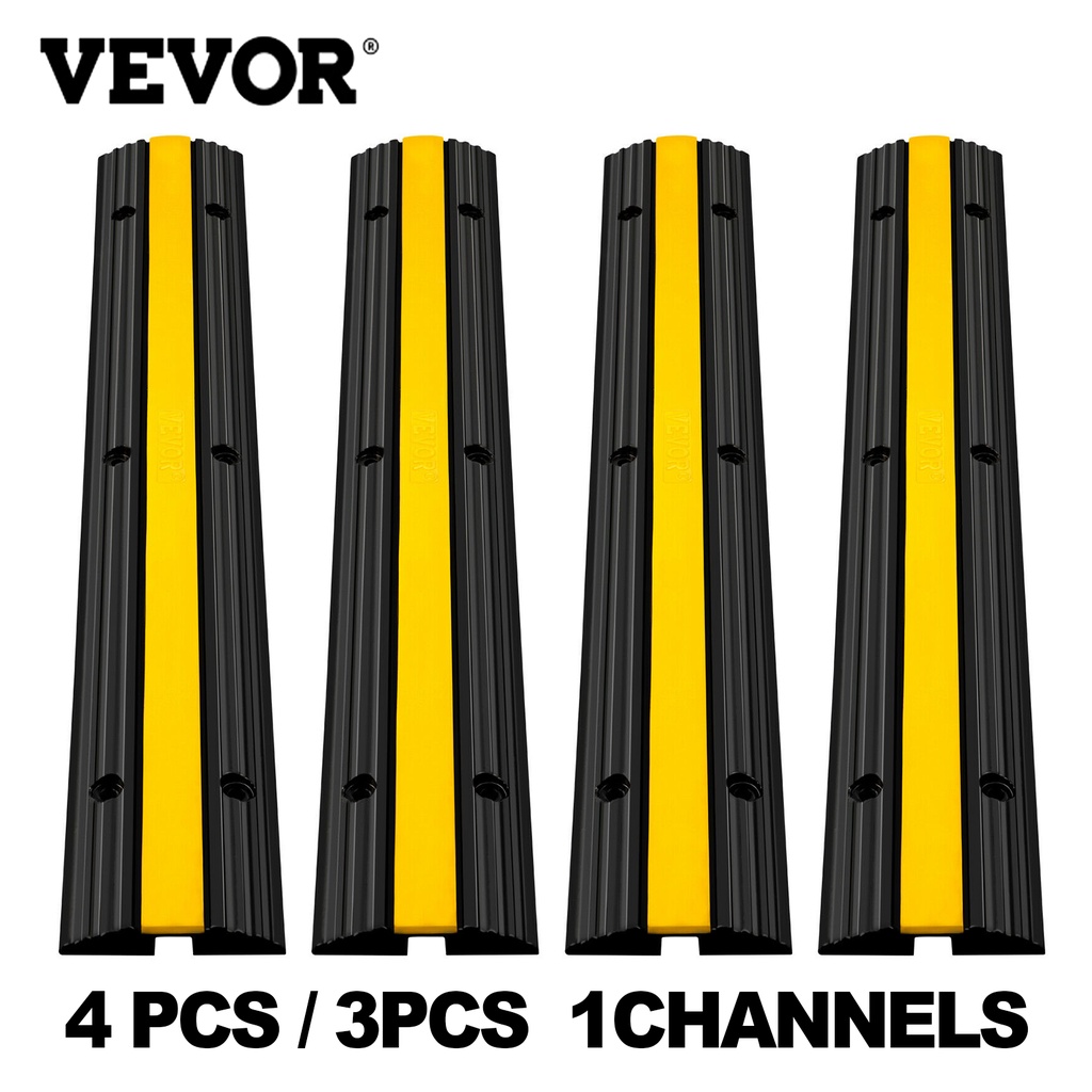 VEVOR 4 Pack 1-Channel Cable Cover Wire Cord Protective Ramp Driveway ...