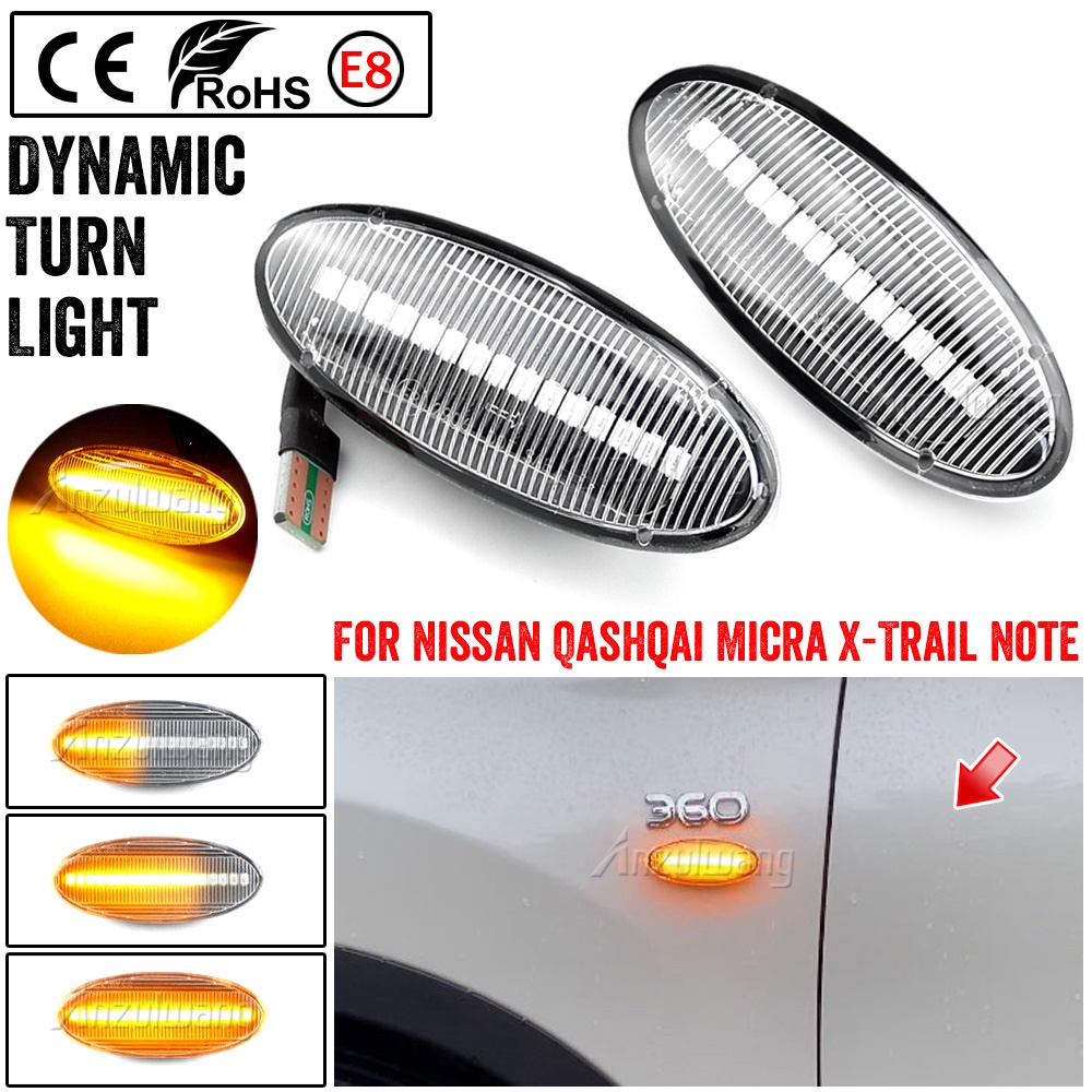 รถด้านข้าง Marker ไฟแบบไดนามิกไฟเลี้ยว LED สำหรับ Nissan Qashqai J10 X-Trail T31 Cube Juke Leaf ...