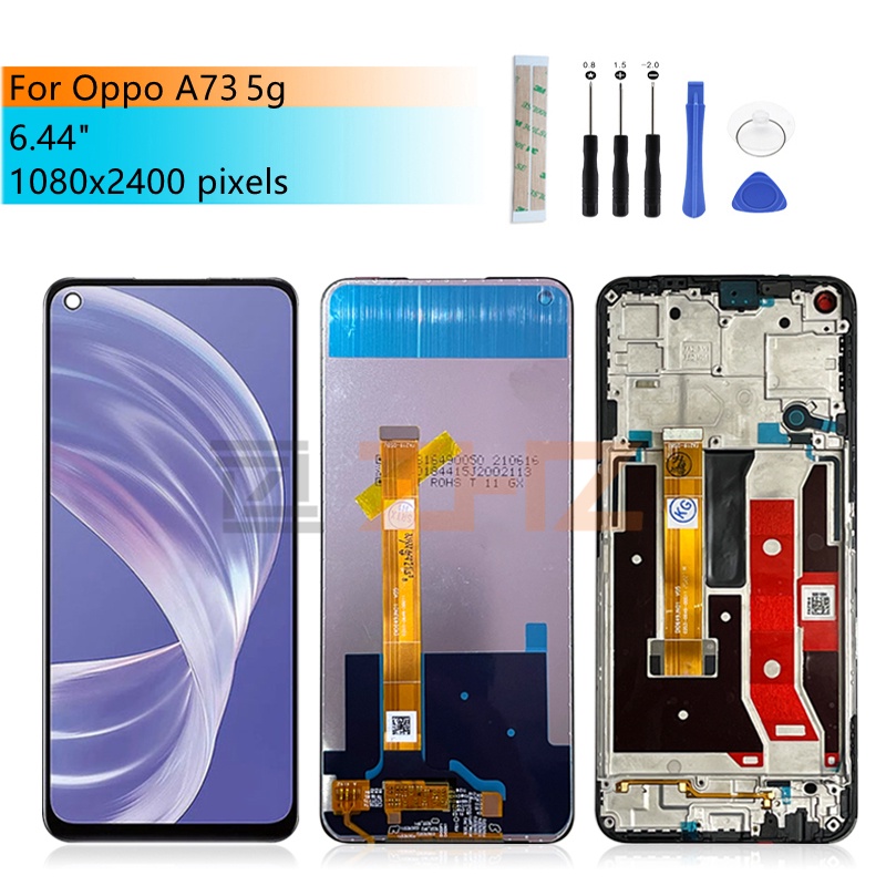 อะไหล่หน้าจอสัมผัสดิจิทัล lcd พร้อมกรอบ แบบเปลี่ยน สําหรับ OPPO A73 5G ...