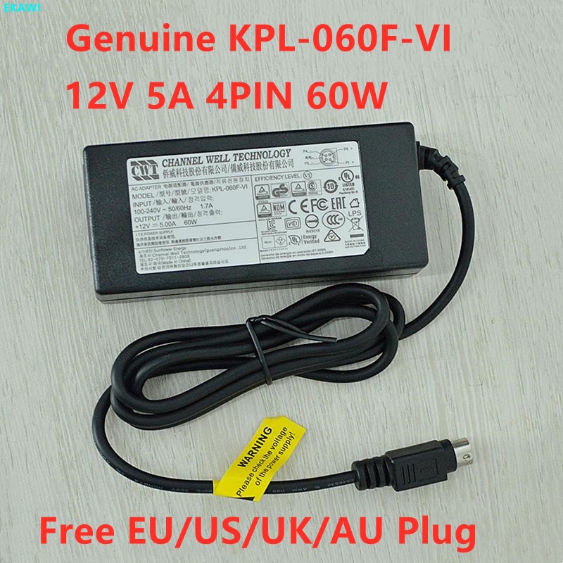 Original CWT KPL-060F KPL-060F-VI 12V 5A 4PIN 60W AC Adapter สําหรับ Hikvision 7816HW 7808HW ...