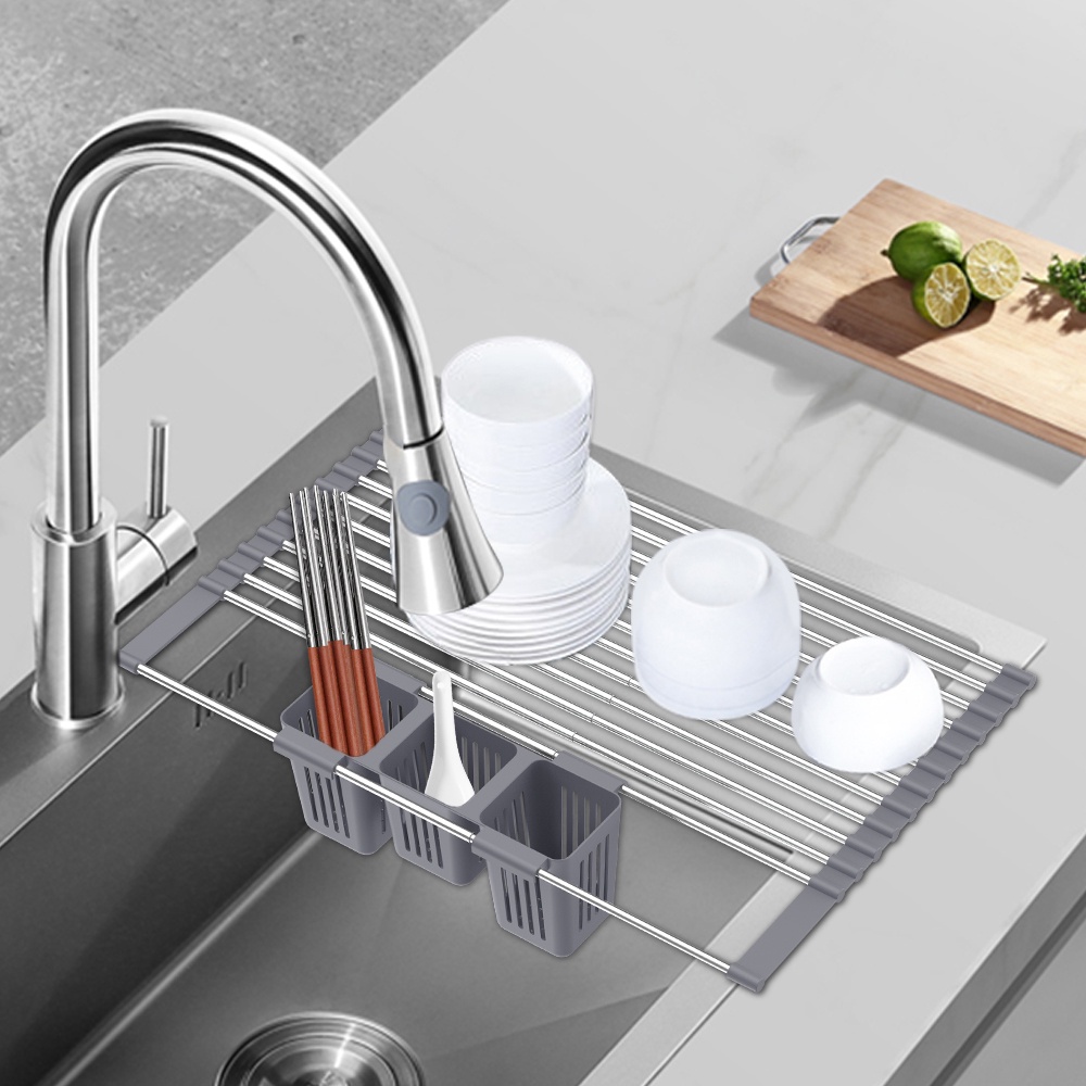 Retractable shelf Multipurpose Foldable Dish Drying Rack Drainer Over ...