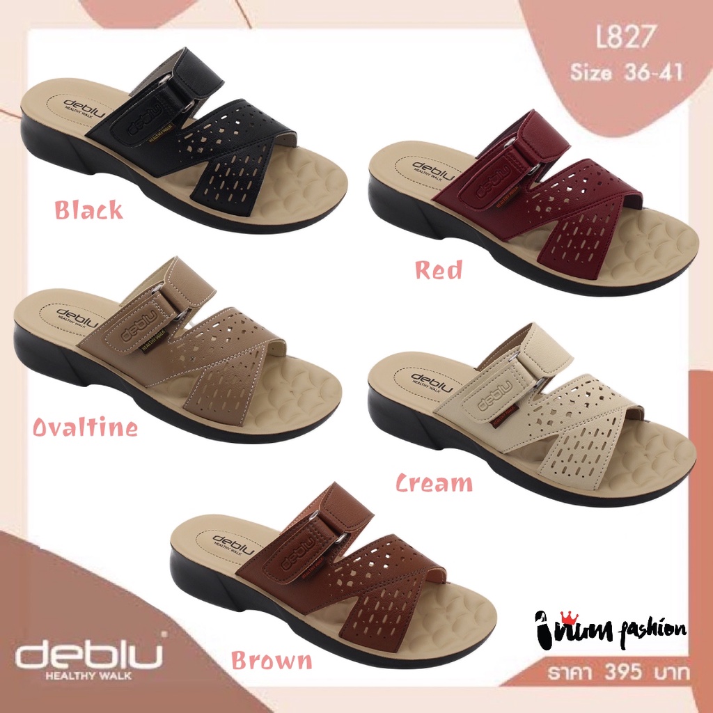 NFshoes ถูกสุด! รองเท้าแตะ เพื่อสุขภาพ แบบสวม Deblu เดอบลู รุ่น L827 ลายลูกไม้ ลายฉลุ พื้นนิ่ม ...