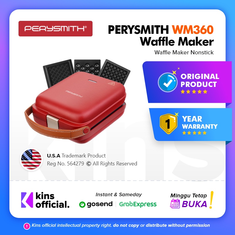 Perysmith WM360 เครื่องทําวาฟเฟิล 3 in 1 เครื่องทําวาฟเฟิล Nonstick ...