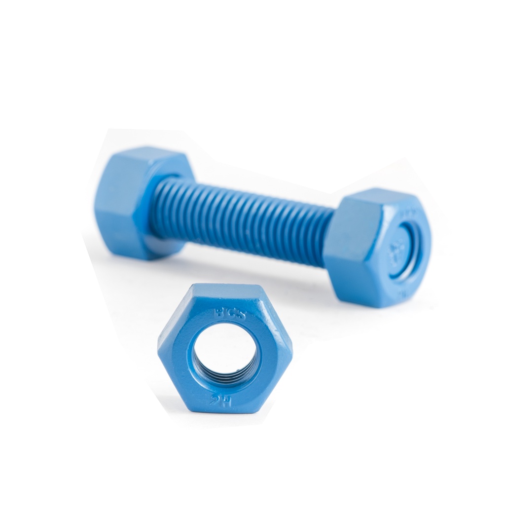 STUD BOLT + 2 NUT A193-B7/A194-2H COATED BLUE PTFE 1/2" x 75mm | Shopee ...