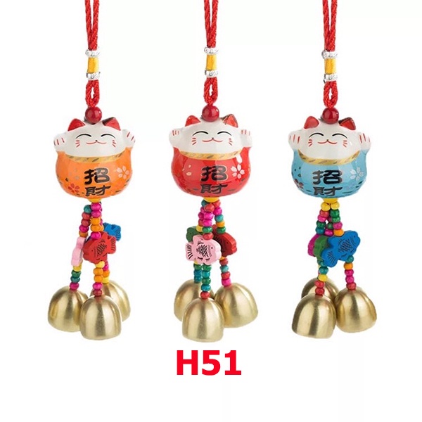 กระดิ่งโมบายแมวนำโชค โมบายแมวกวักเซรามิค สำหรับเสริมฮวงจุ้ย เสริมดวง H ...